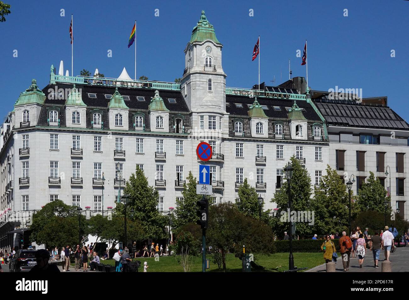 Norway, Oslo, The Grand Hotel Oslo is a classical style building with ...