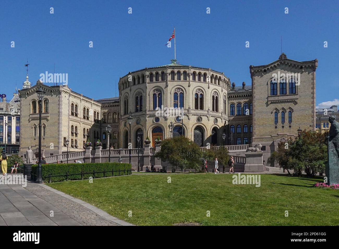 Norway, Oslo, The Storting building is the seat the parliament of ...