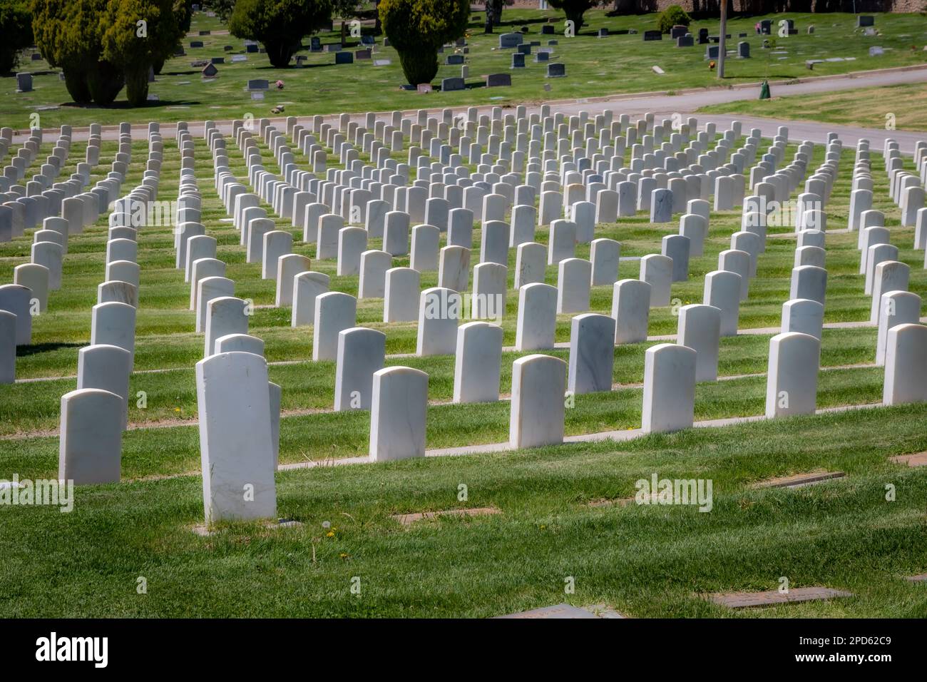 Military cemetery headstones for servicemen and women of the United ...