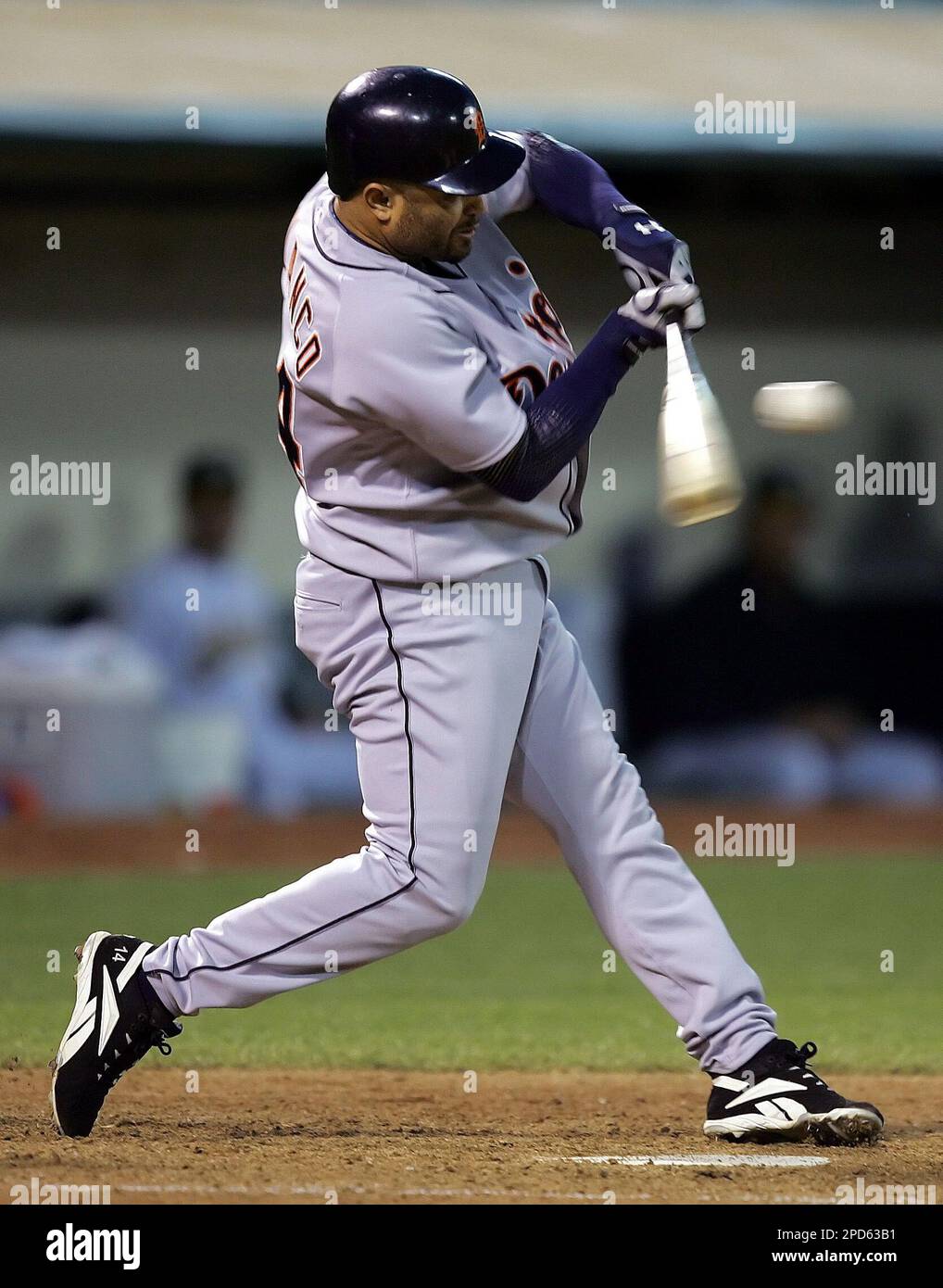 Detroit Tigers' Placido Polanco drives in a run with a single off ...