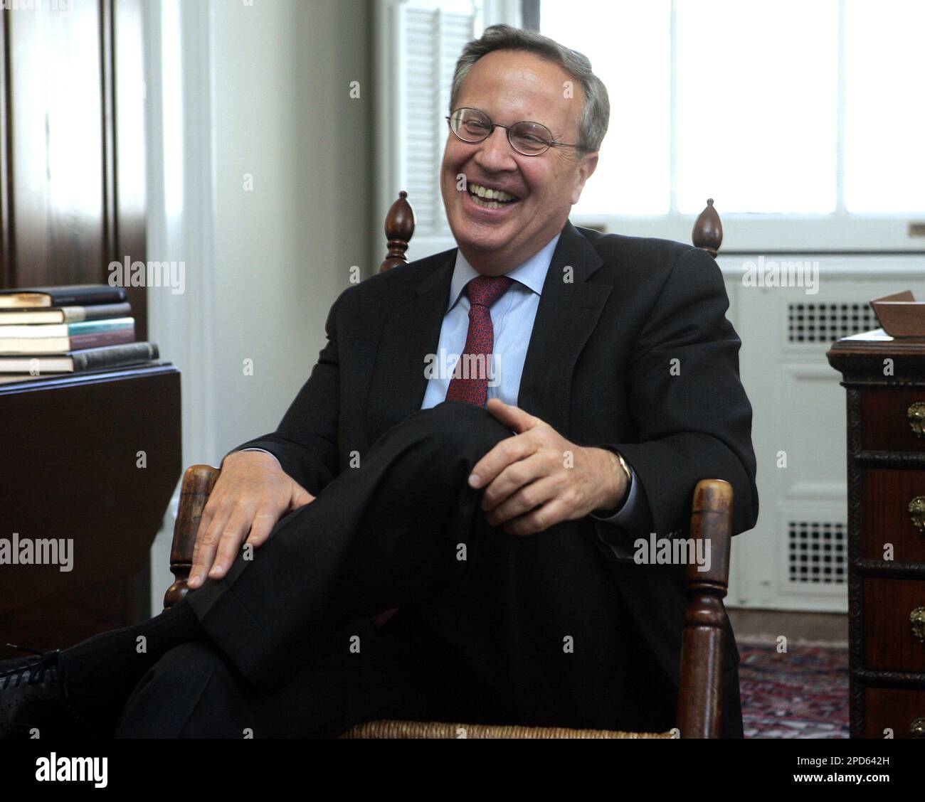 Yale University President Richard C. Levin laughs during an interview ...