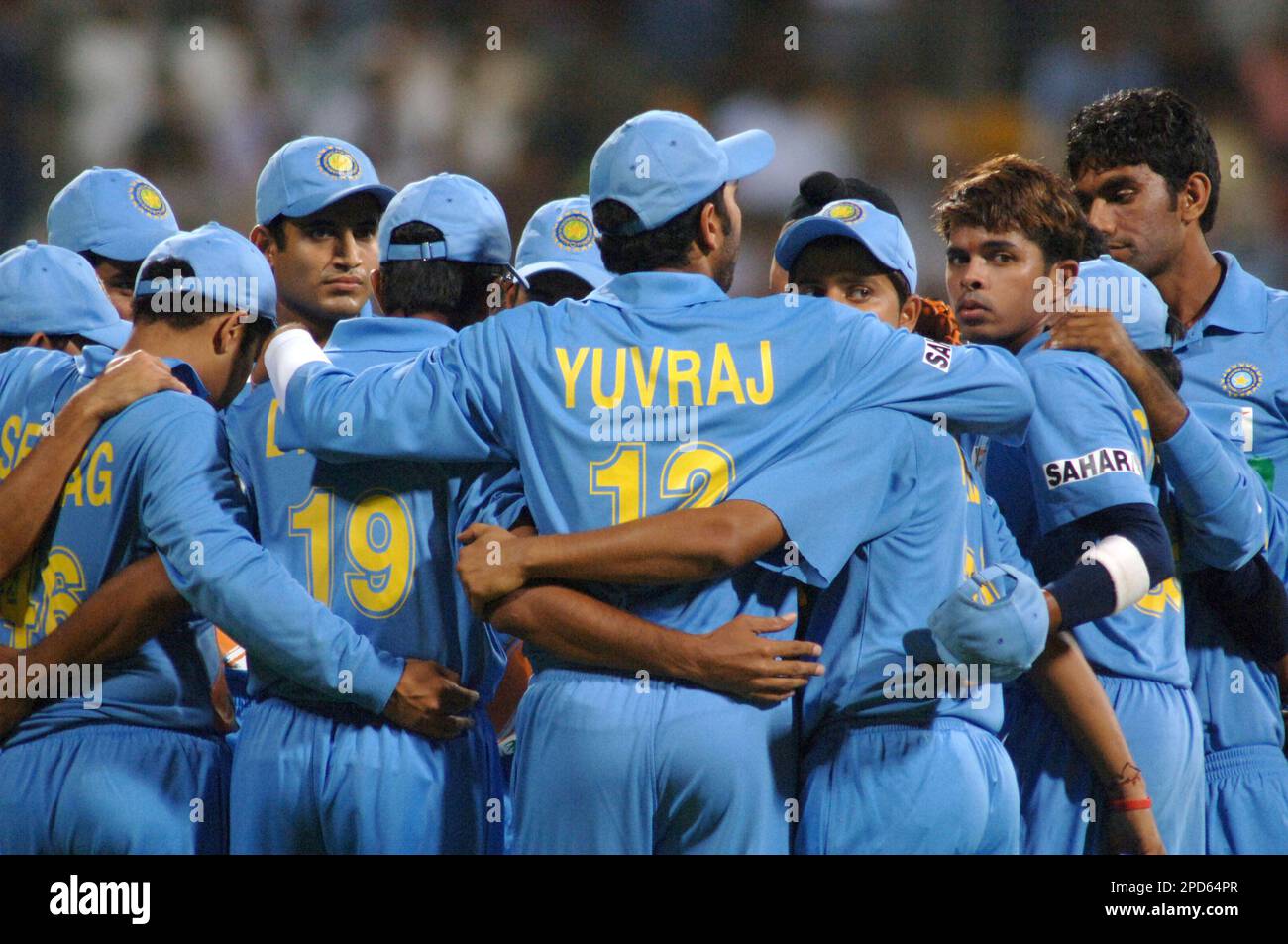 Indian cricket team members gather together during their match against ...