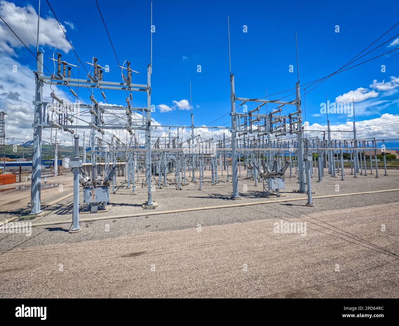 Electric power station with transformers providing power to a city ...