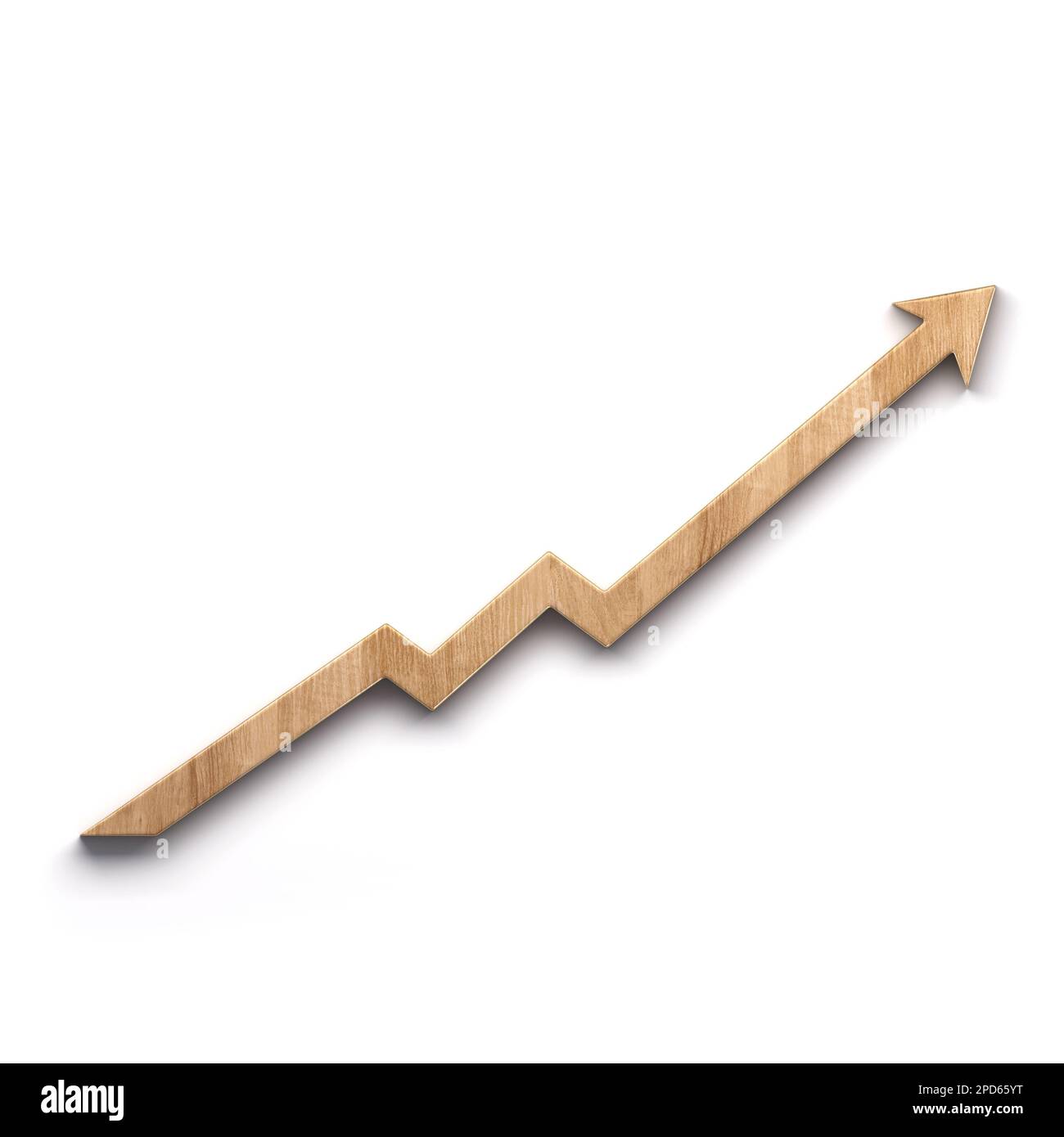Graph Arrow of Improvement icon wood color. 3D Render Illustration ...