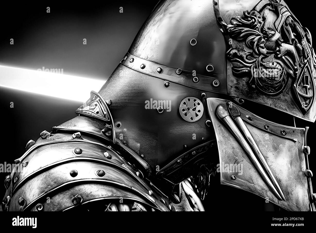 Knights armor helmets Black and White Stock Photos & Images - Alamy
