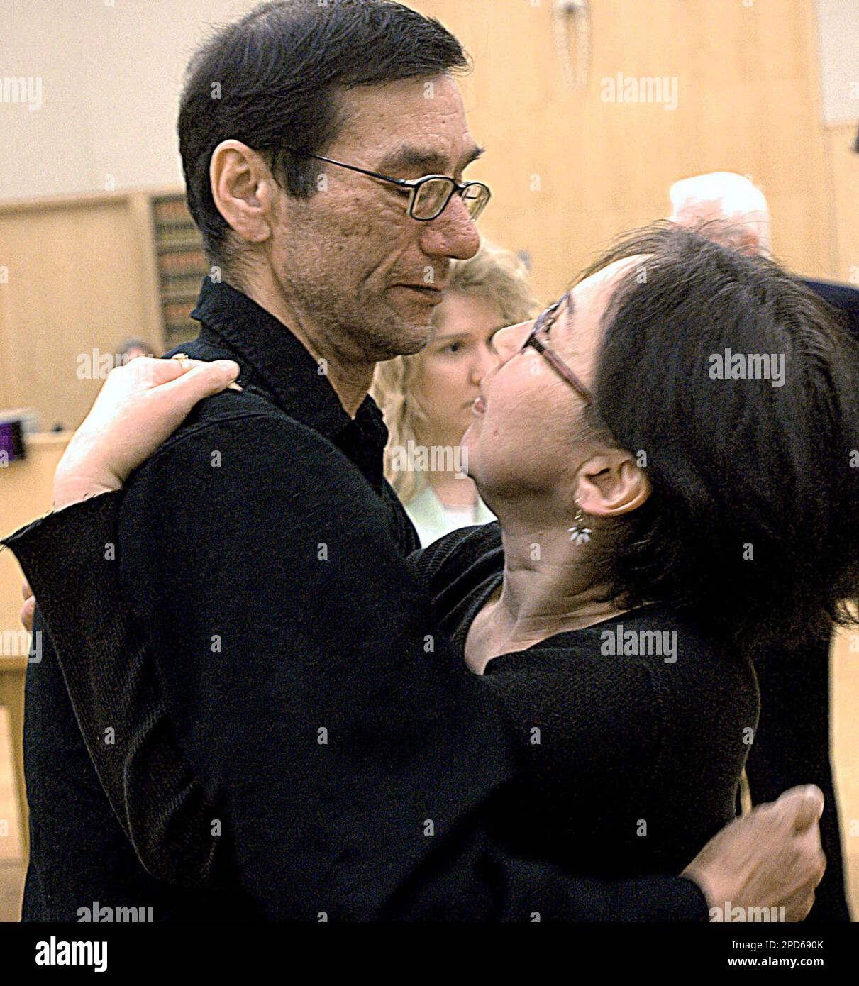 Larry Ivanoff hugs his wife Maggie in court in Nome, Alaska Monday ...