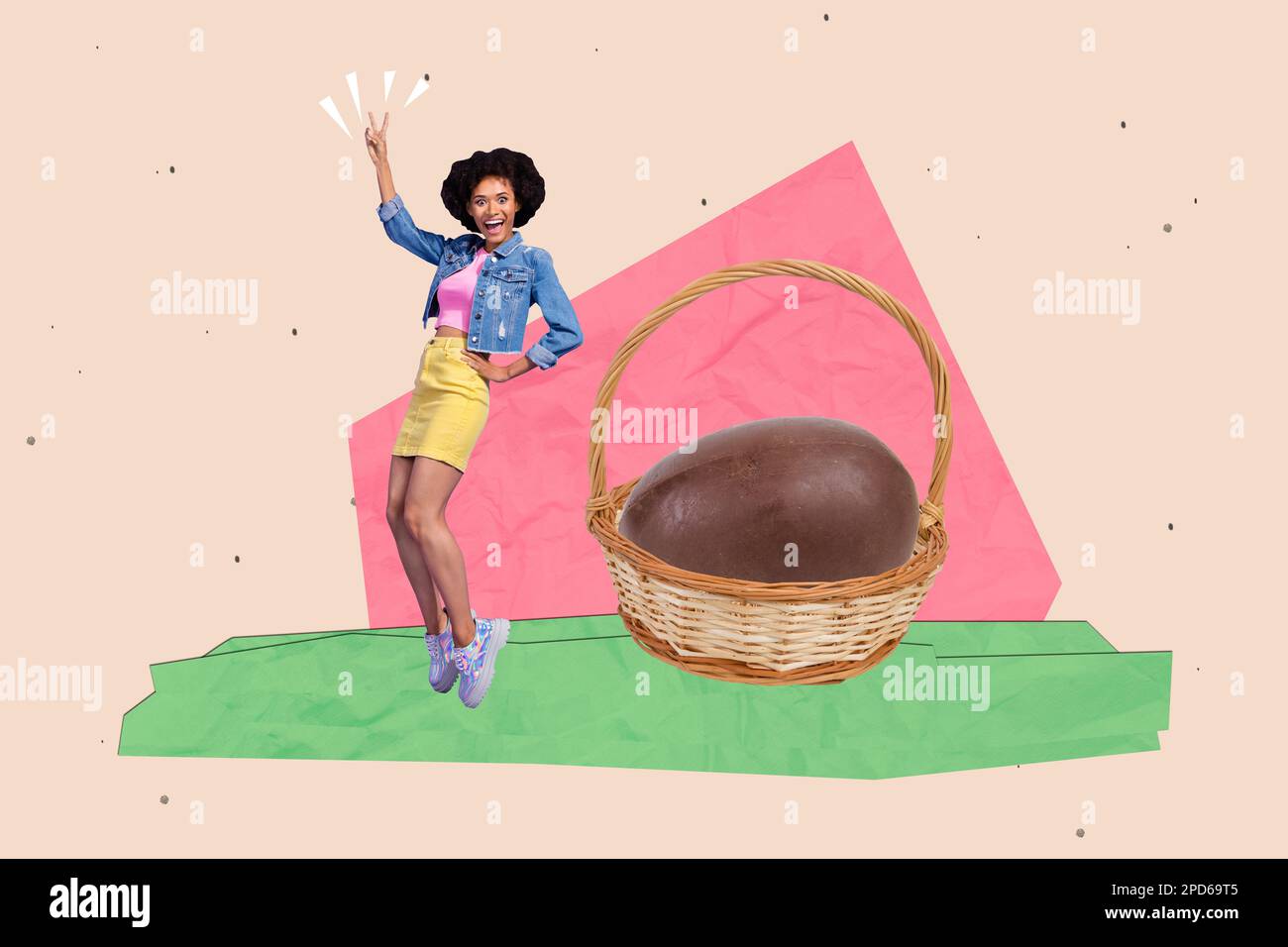 Minimal creative composite photo collage of youngster funny girl ...