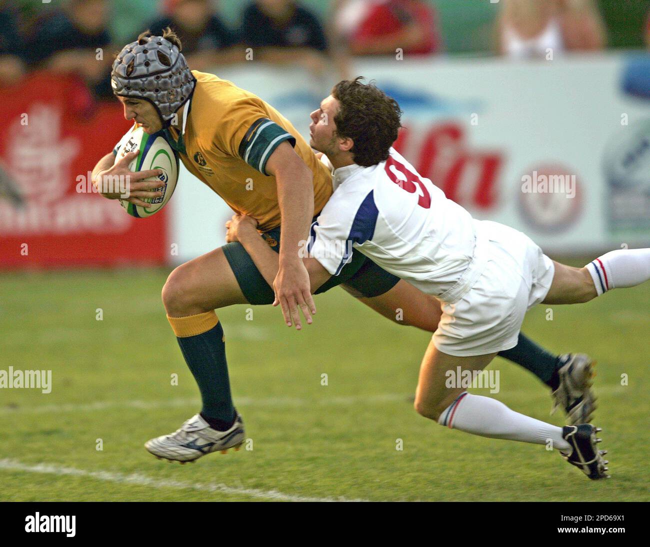Australia's center Brett Gillespie crosses the line for his team's ...