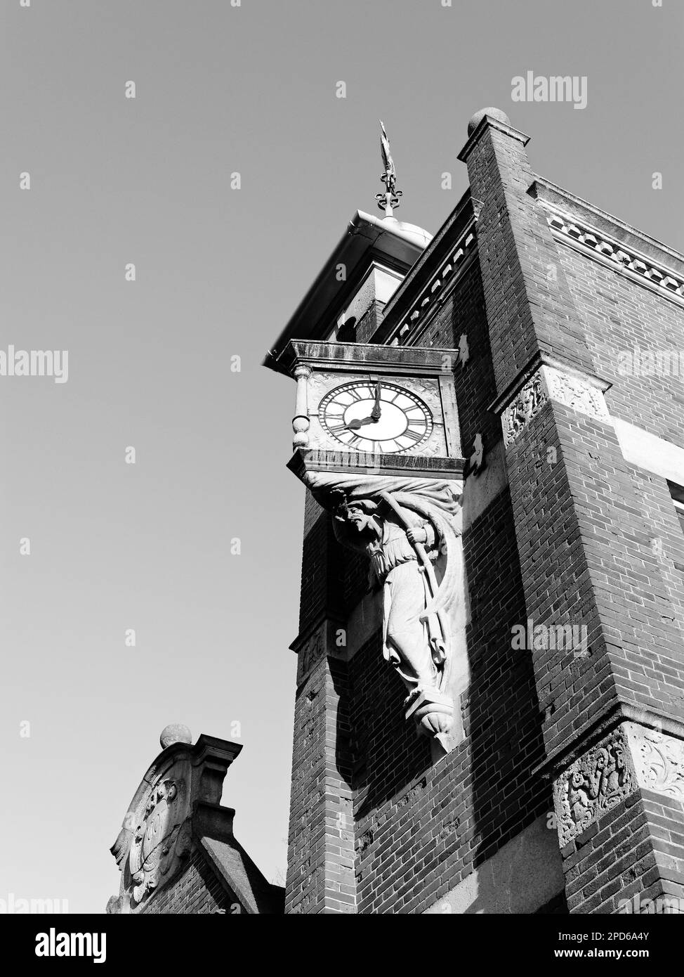 Black and White Clock Tower, Caversham Library, Caversham, Reading ...
