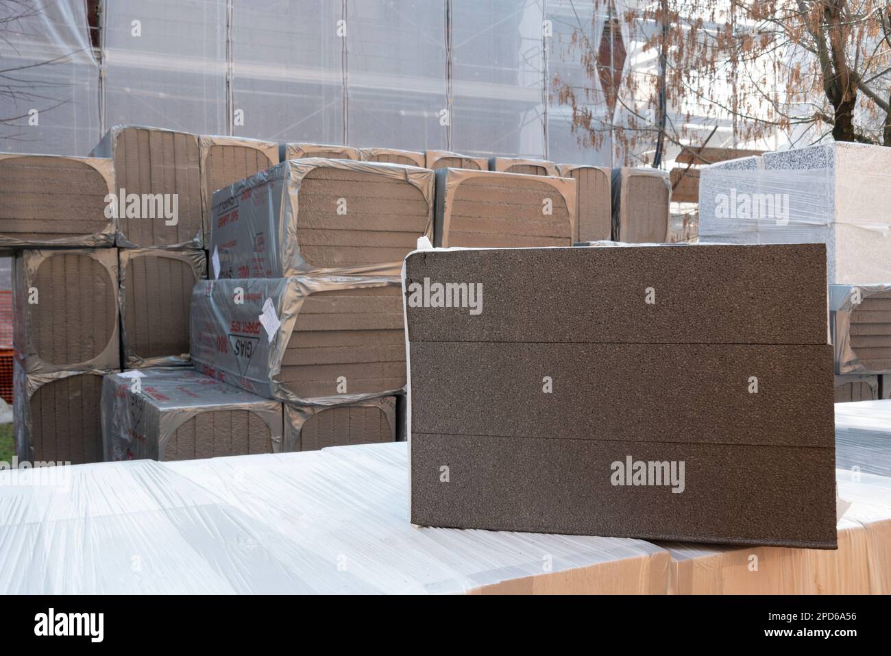 Insulating Panel Polystyrene Packs at Construction Site Stock Photo - Alamy