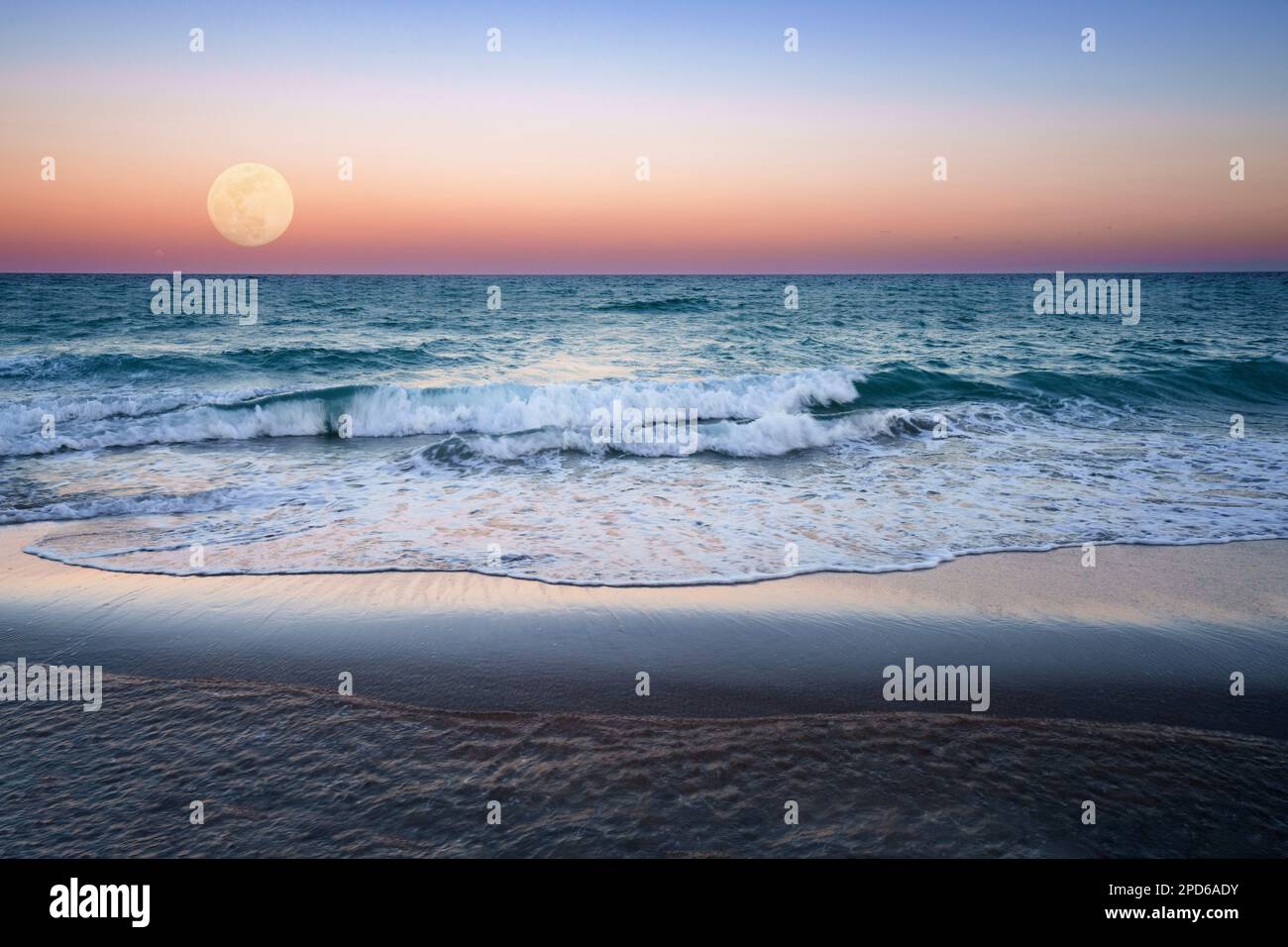 Full Moon Rise, at Sunset Hollywood Beach,Hollywood,Miami Floridas East ...