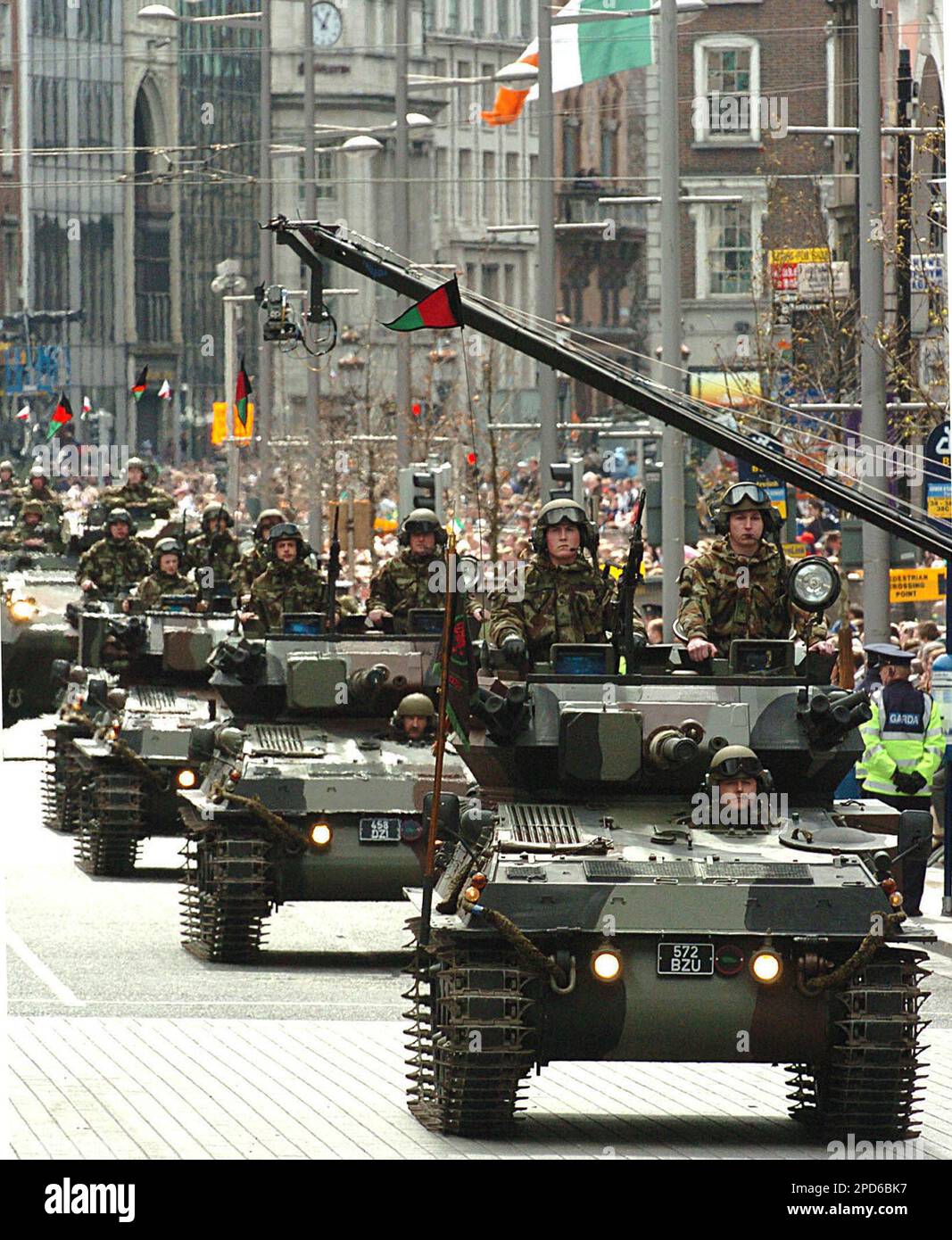 Armoured vehicles of the Irish Defence Forces parade down O'Connell ...
