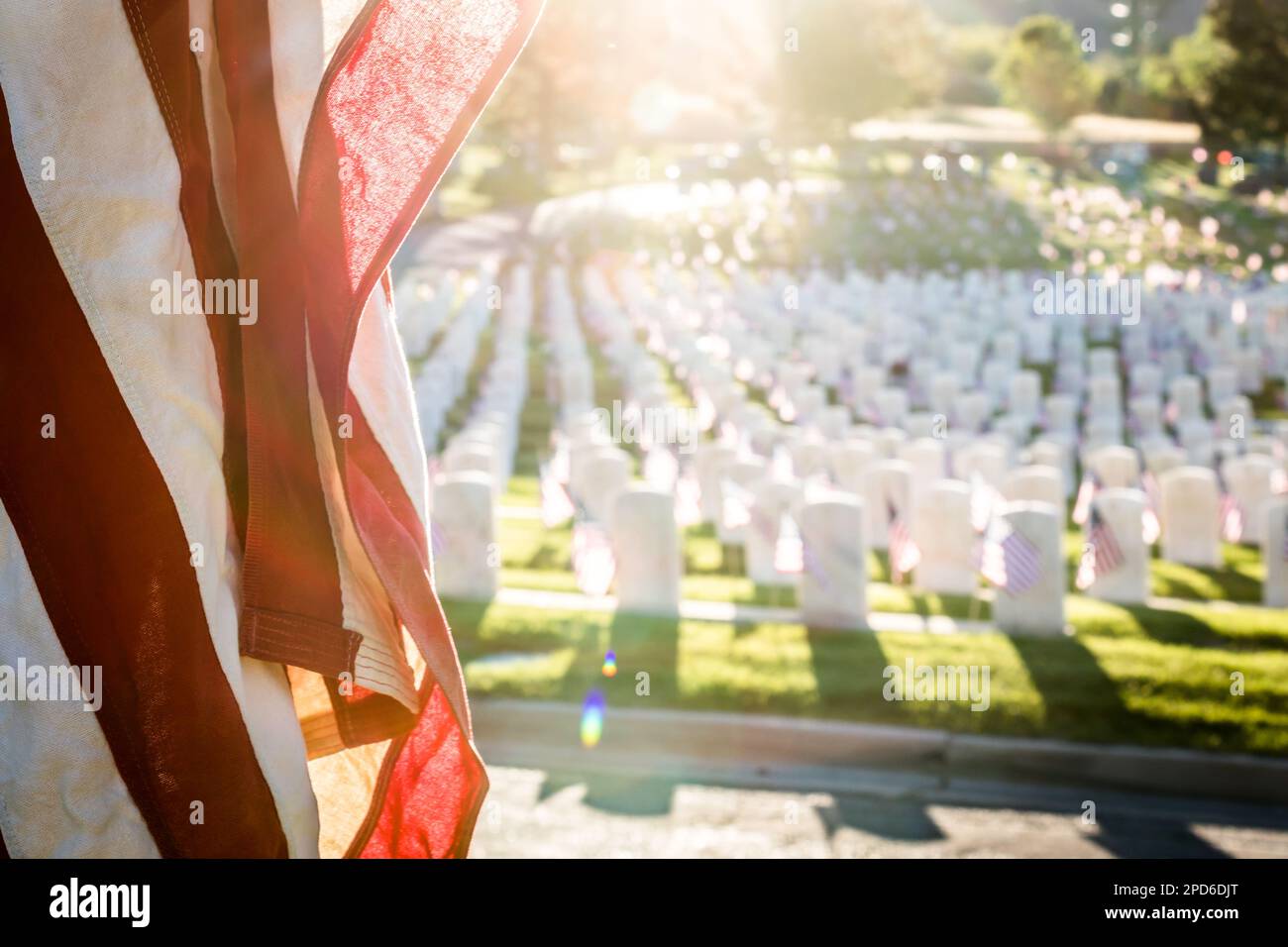 Military Headstones Decorated with Flags for Memorial Day Stock Photo ...