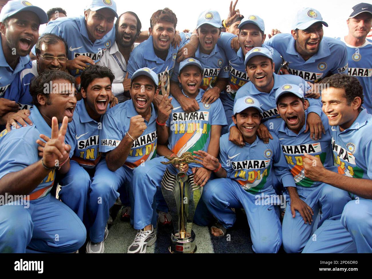 Indian cricket players celebrate their team's victory over England in ...