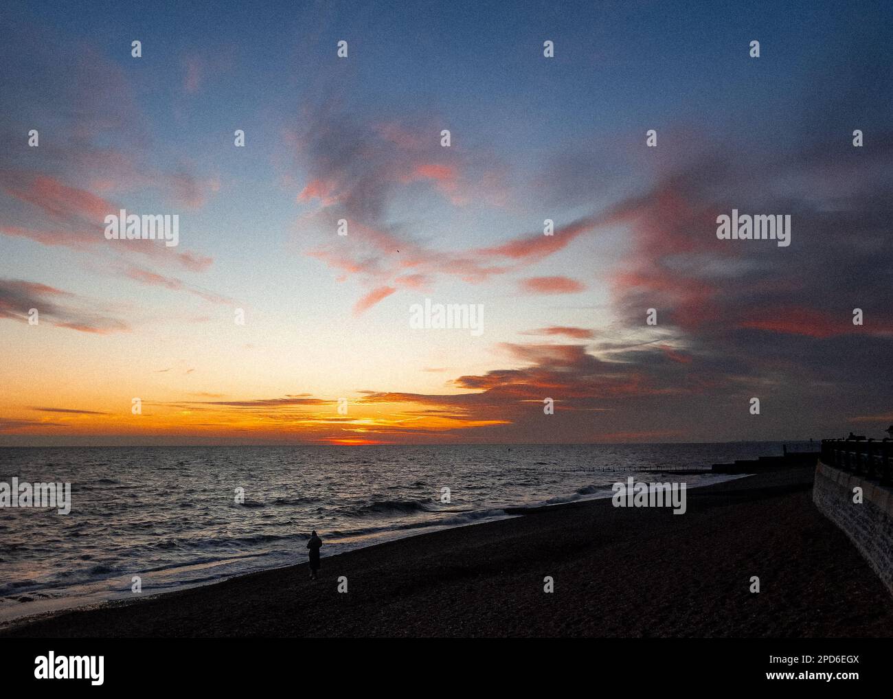 Brighton Beach Sunset - Brighton & Hove, East Sussex, UK Stock Photo ...
