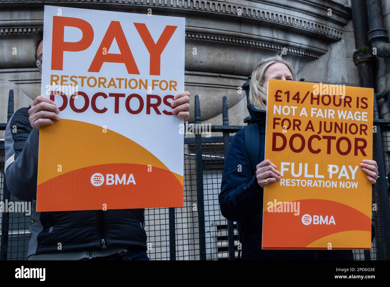 London, UK. 13th March, 2023. Striking junior doctors who are members the British Medical ...