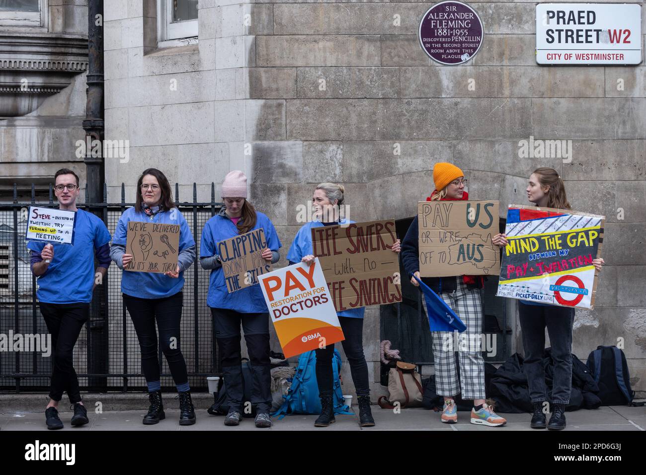 London, UK. 13th March, 2023. Striking junior doctors who are members ...