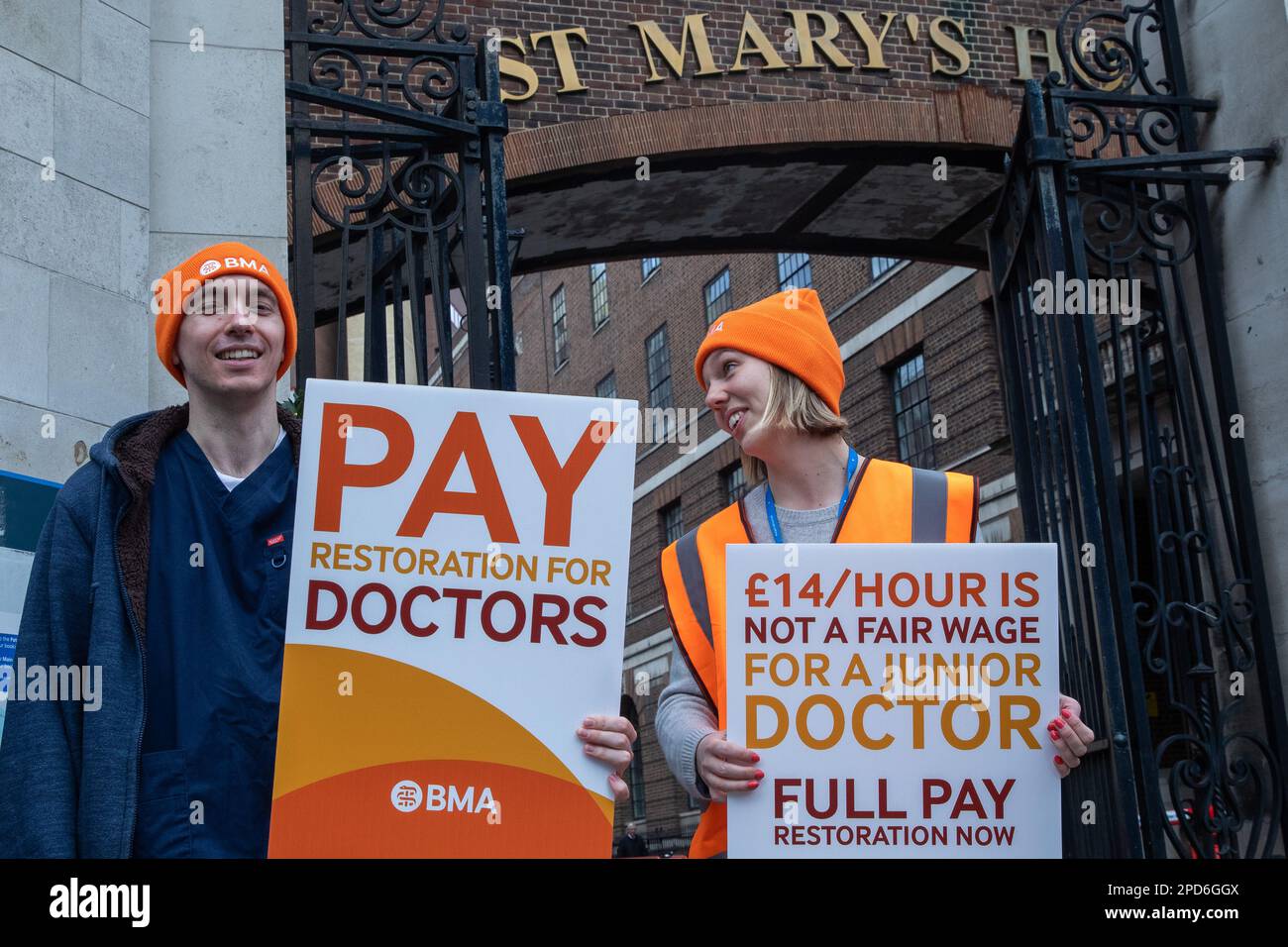 London, UK. 13th March, 2023. Striking junior doctors who are members ...