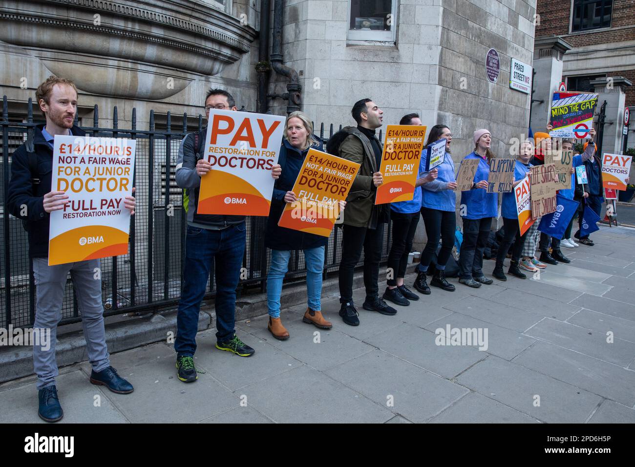 London, UK. 13th March, 2023. Striking junior doctors who are members ...