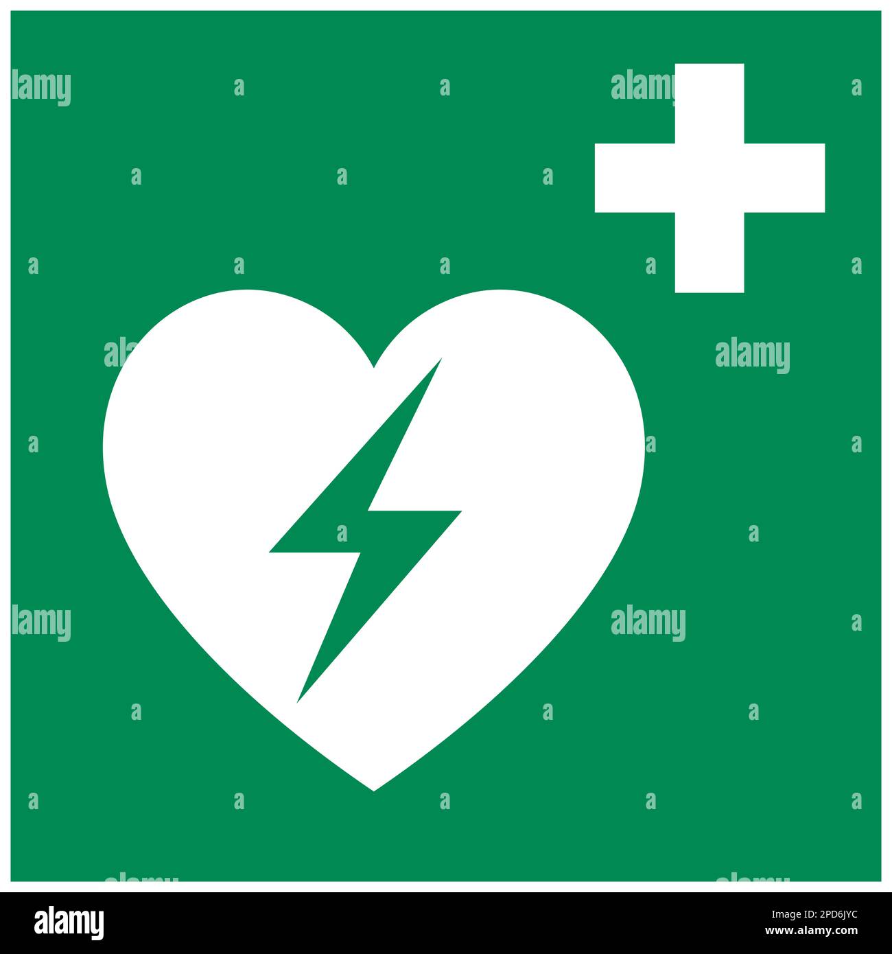 ISO 7010 Automated external heart defibrillator sign Stock Photo - Alamy