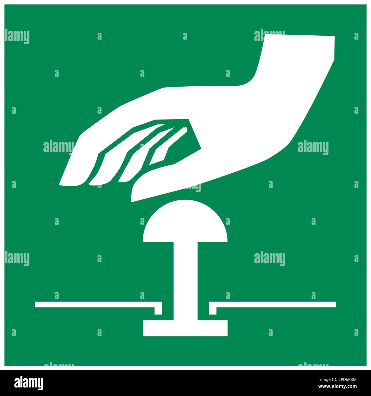 ISO 7010 emergency stop button sign Stock Photo - Alamy