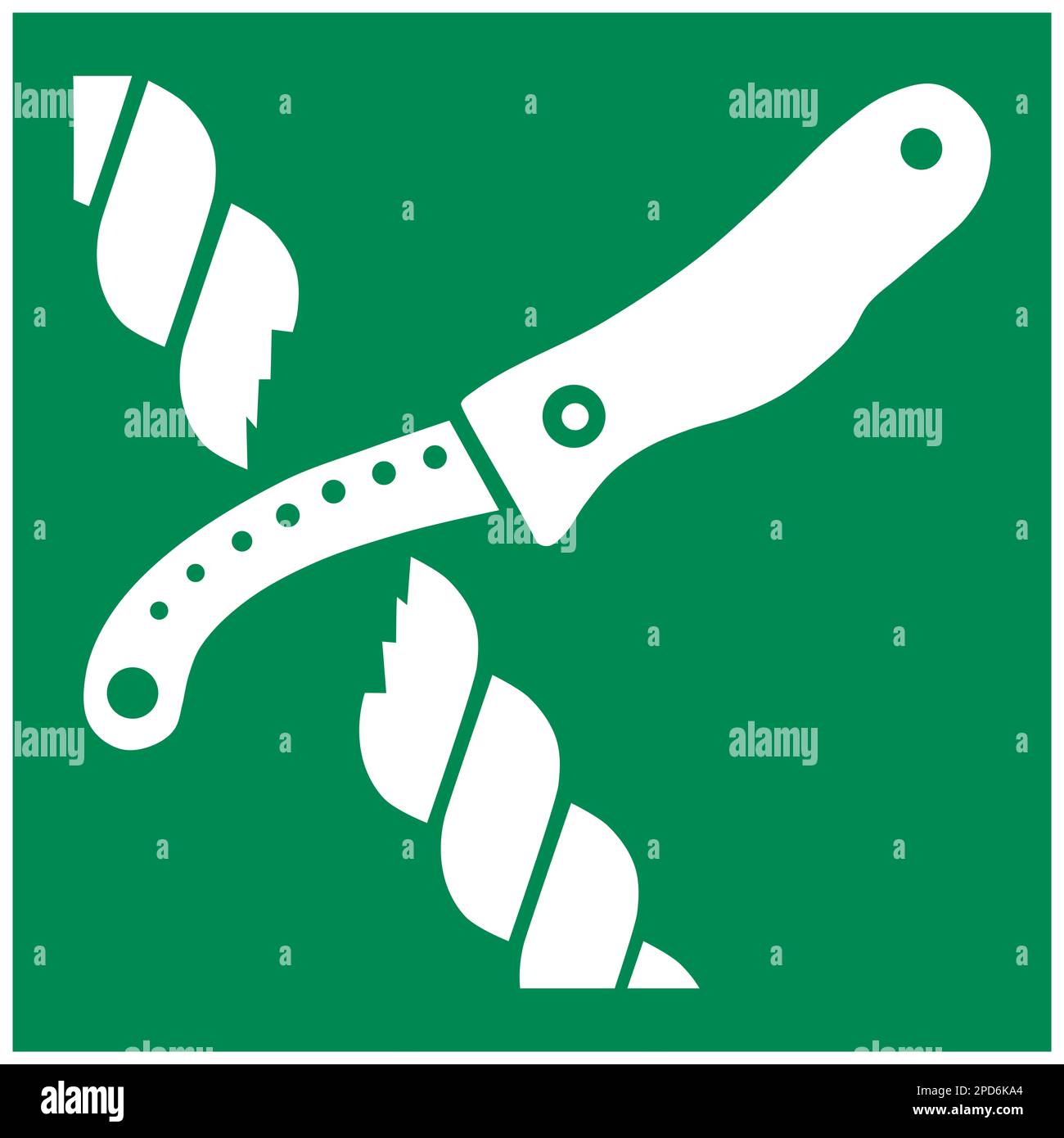 ISO 7010 life raft knife sign Stock Photo - Alamy