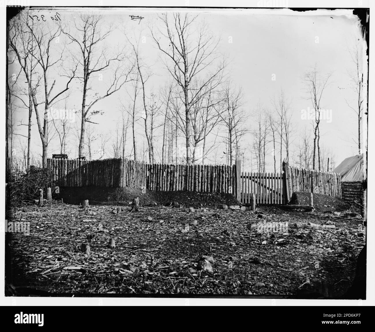 Rappahannock Station, Virginia. Stockade and entrance to the camp of ...