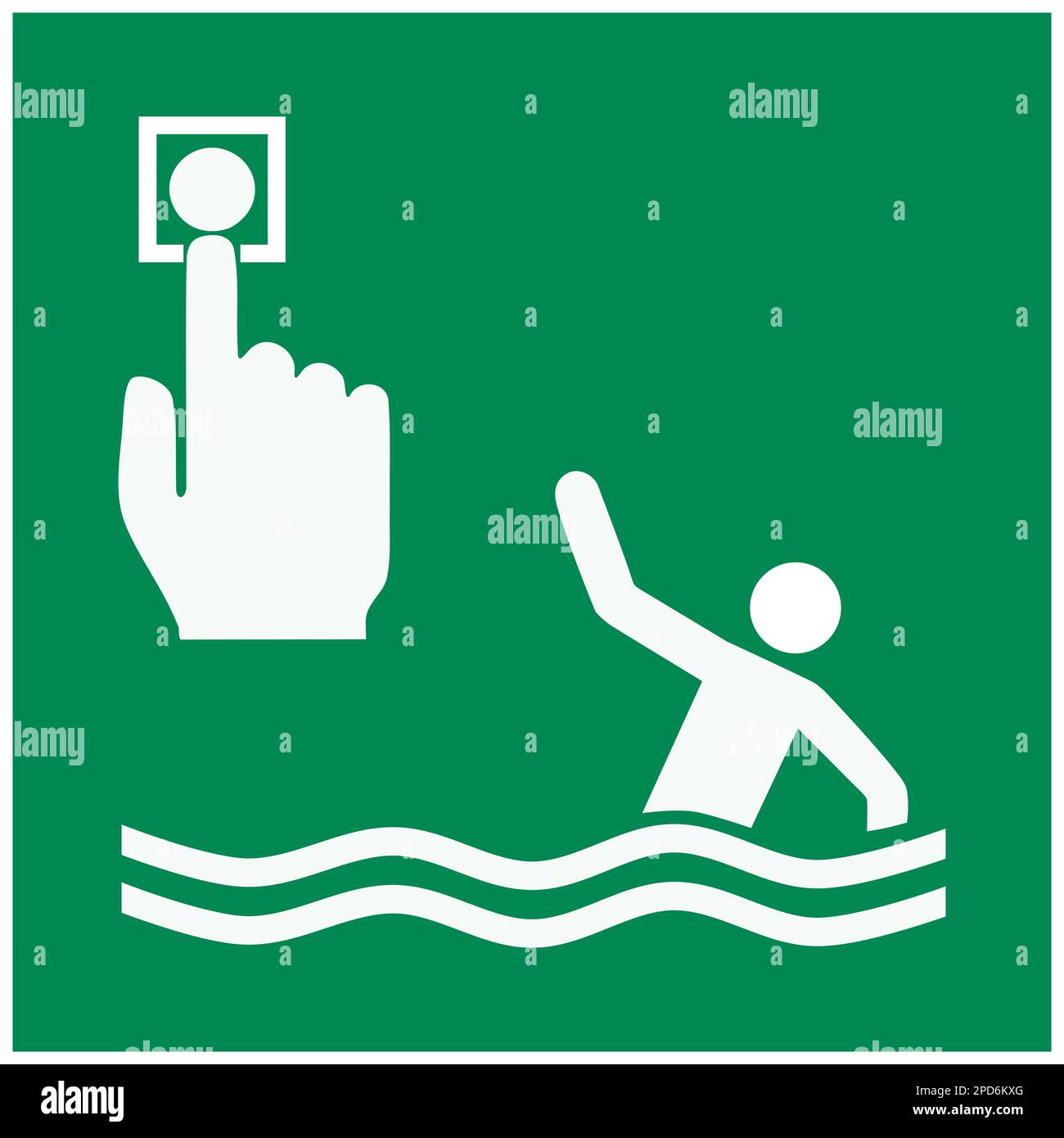 ISO 7010 person overboard call point sign Stock Photo - Alamy