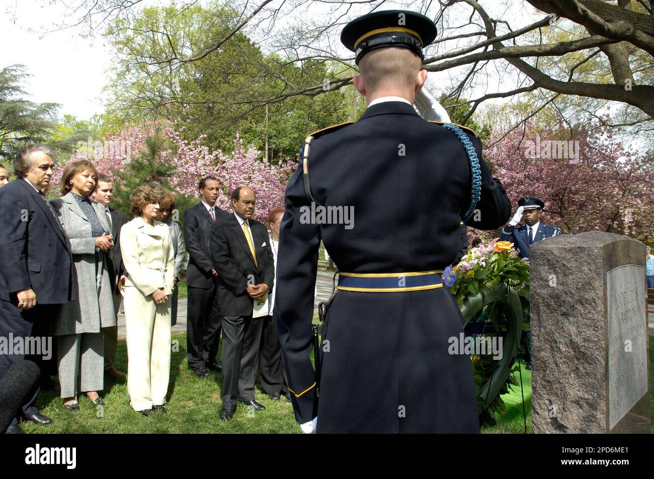 U.S. Army Tomb Guard Spc. Adam Cook, center, and U.S. Air Force ...