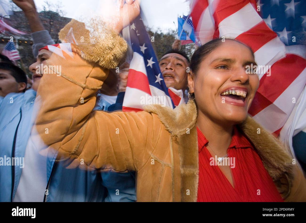 People gather for an immigration rally Monday, April 10, 2006, in Los ...