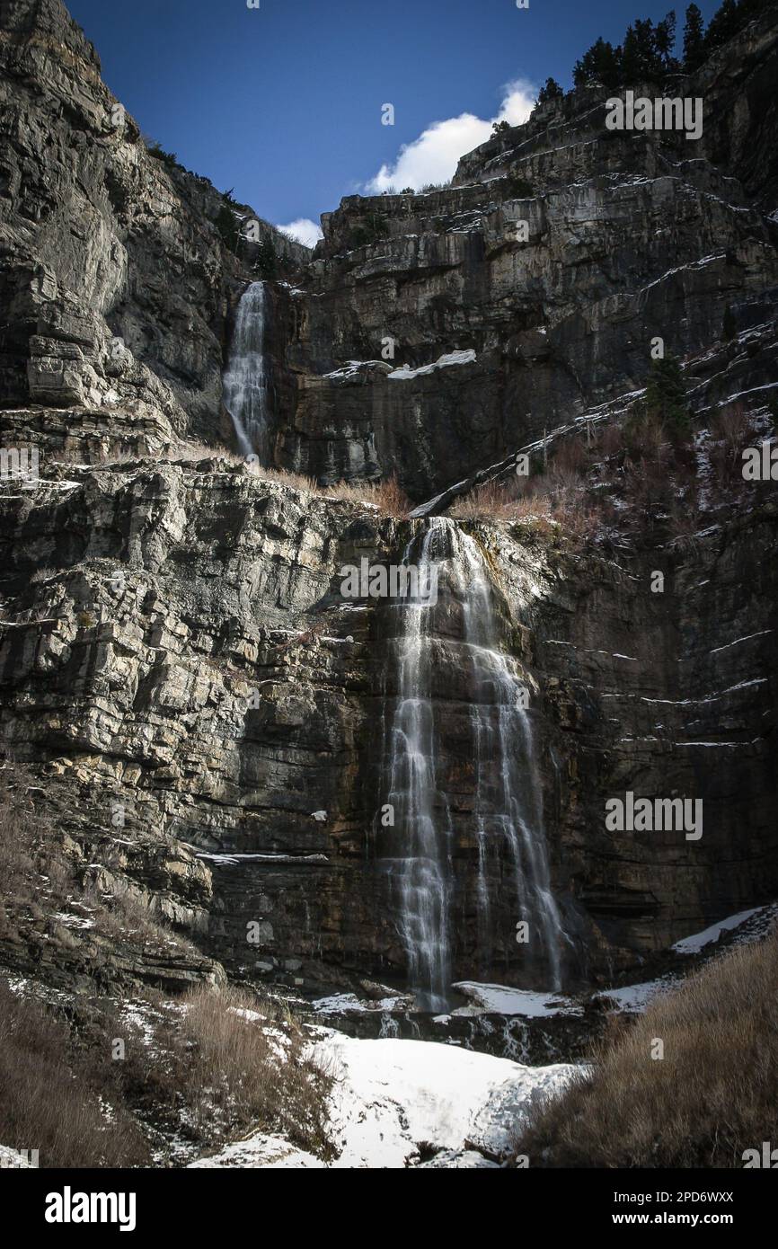 Waterfall with two levels of waterfalls Stock Photo - Alamy