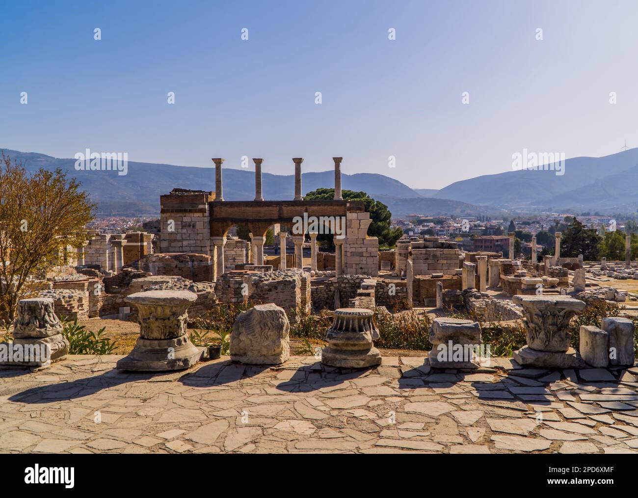 The ancient columns and ruins at the St John Basilica in Turkey Stock ...