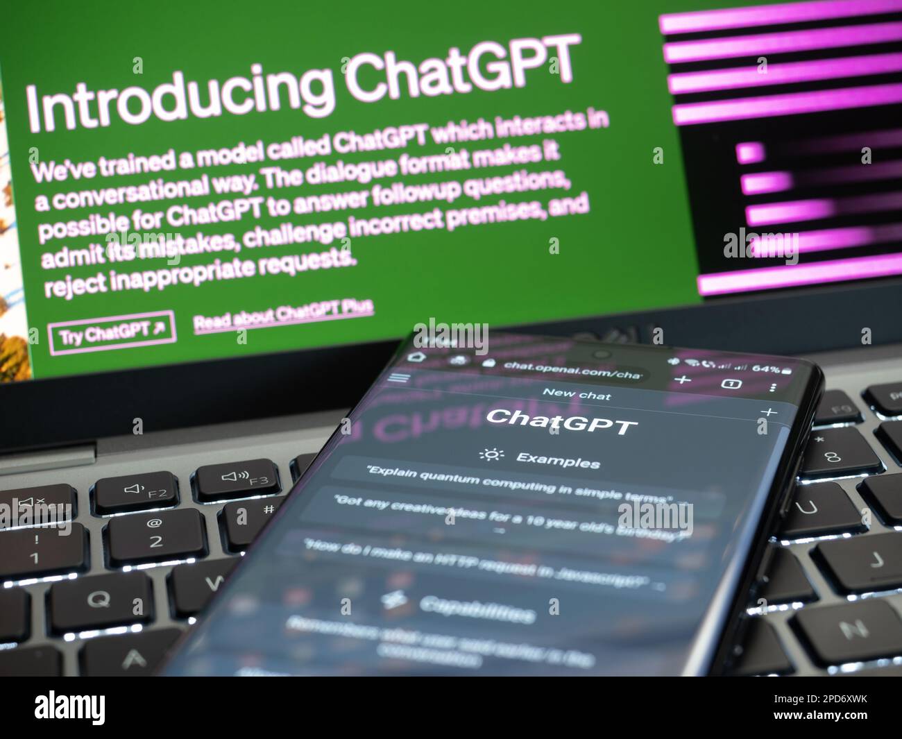 Galati, Romania - March 14, 2023: Webpage of ChatGPT, a prototype AI chatbot developed by OpenAI ...