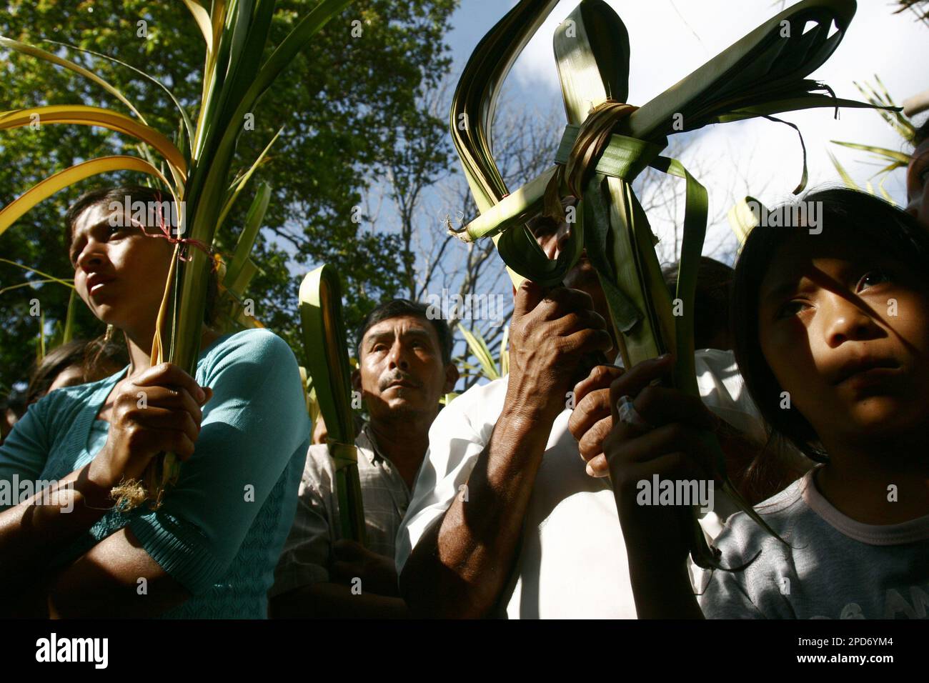 Nicaraguan worshippers take part in a Palm Sunday celebration during ...