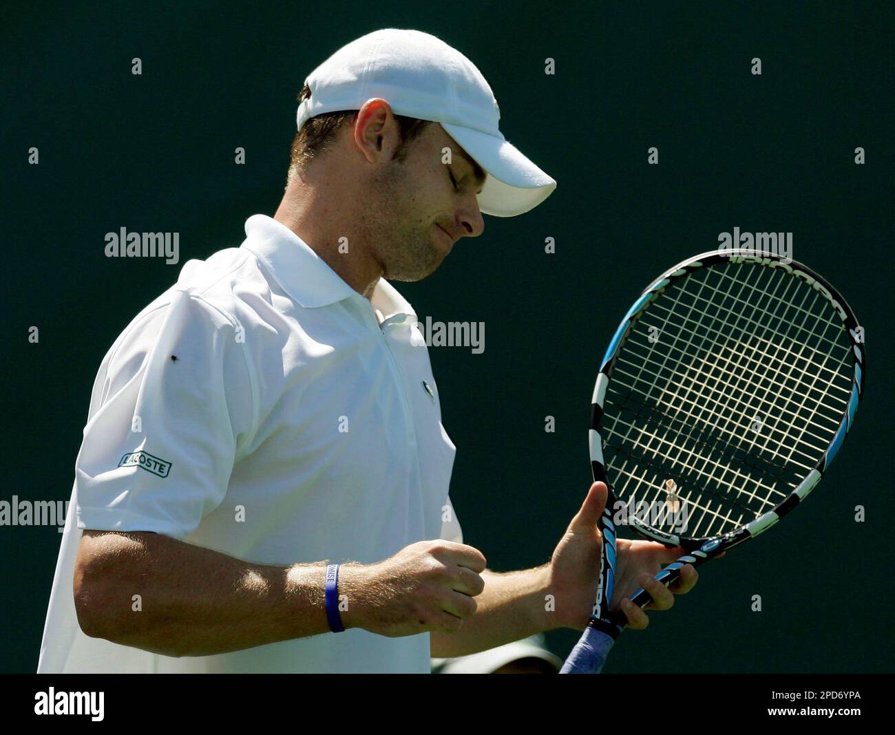 United States' Andy Roddick reacts after losing a point against Chile's ...