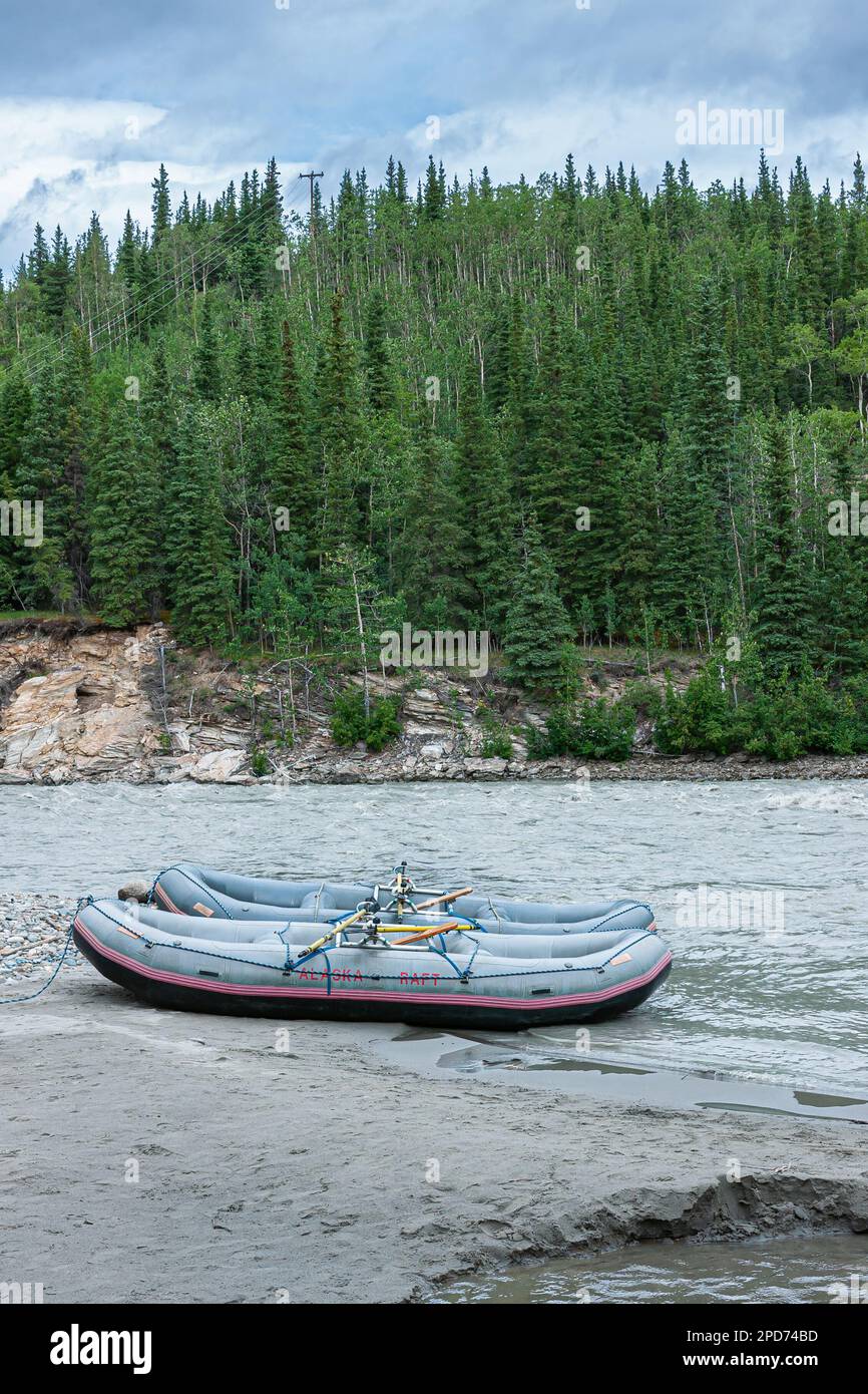 Denali Park, Alaska, USA - July 24, 2011: Portrait, Rafting on Nenana ...