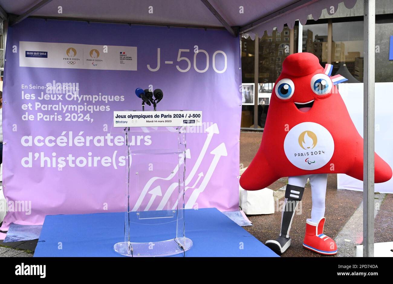 Bobigny, France. 14th Mar, 2023. D-500 before the Olympic Games and ...