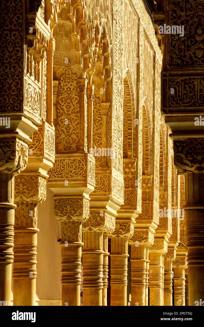 Islamic decorations in the Alhambra Palace in Granada Andalucia Spain a UNESCO World Heritage ...