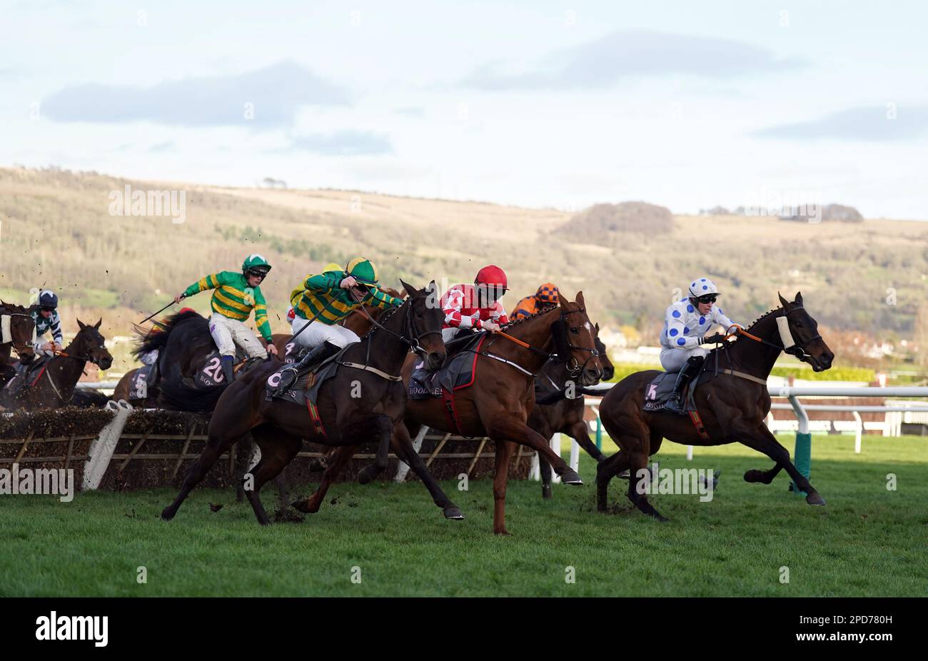 Jazzy Matty ridden by jockey Michael O'Sullivan (red/white silks) clear ...