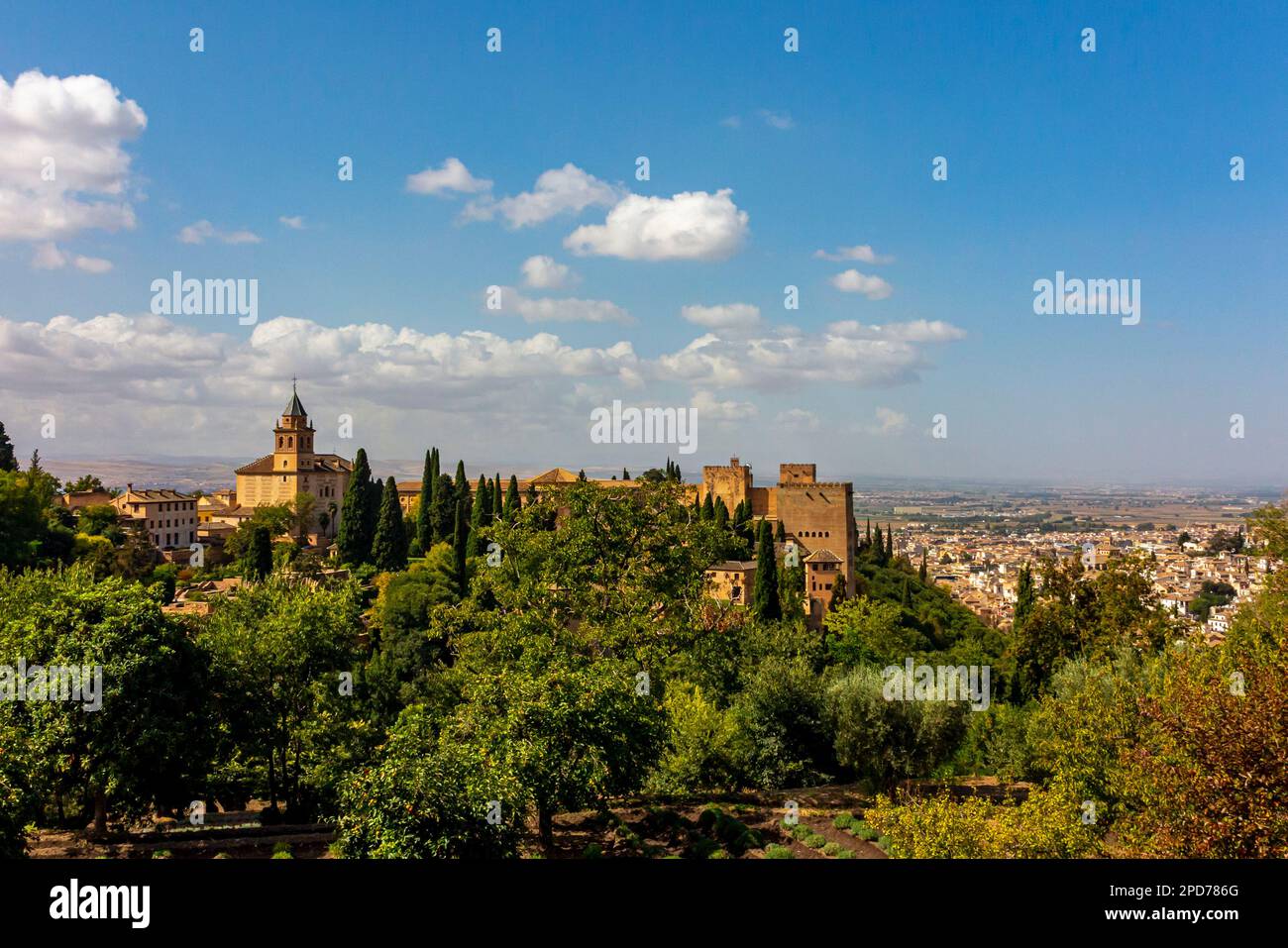 View looking towards the Alhambra Palace in Granada Andalucia Spain a ...