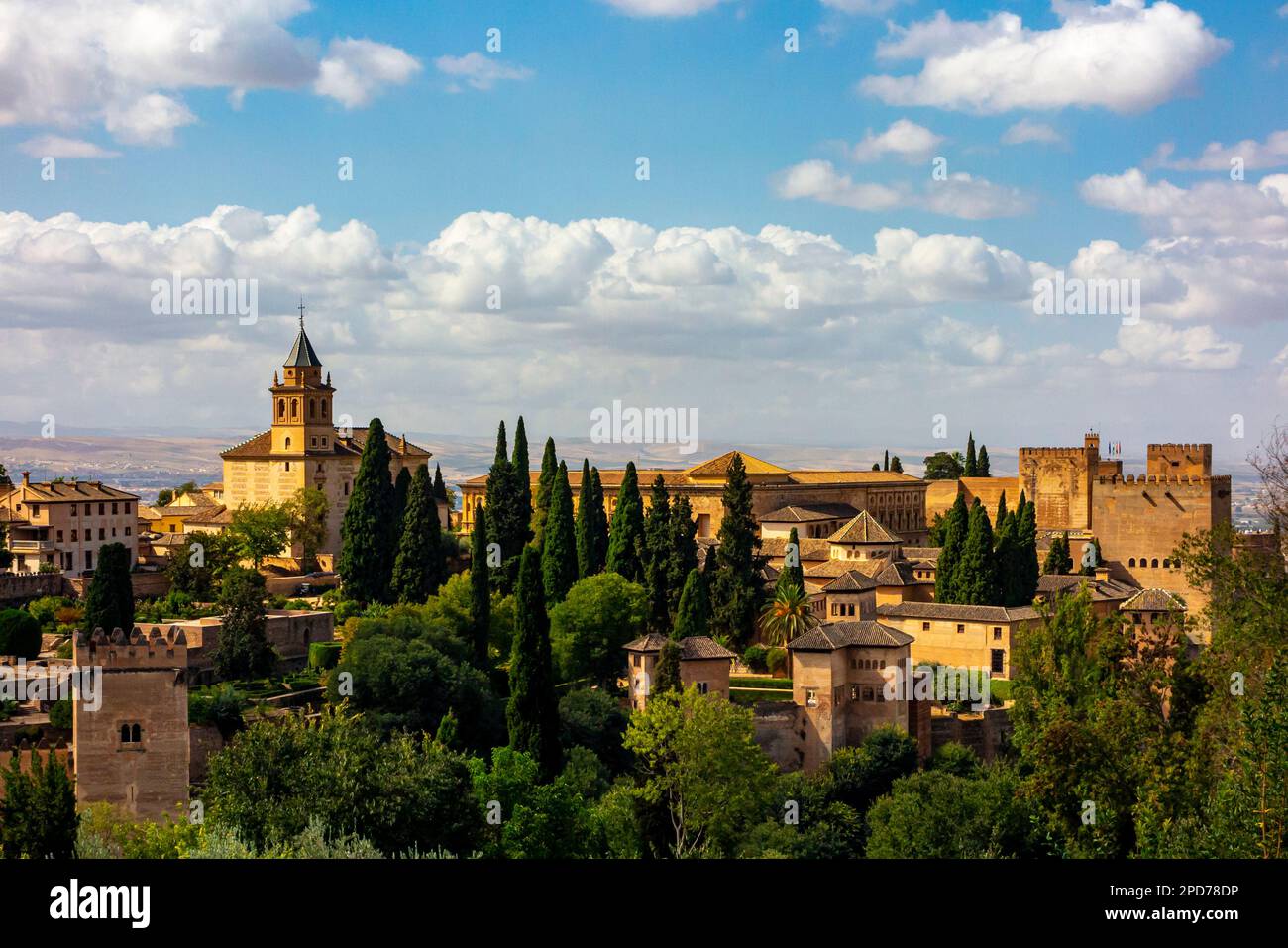 View looking towards the Alhambra Palace in Granada Andalucia Spain a ...