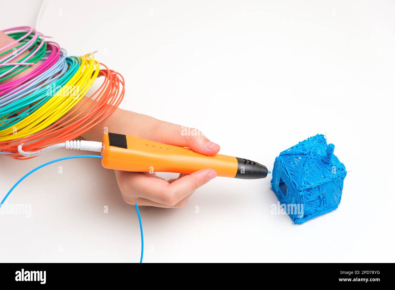 Teen Girl Using 3d Pen. Printing with Colored Plastic Wire Filament ...
