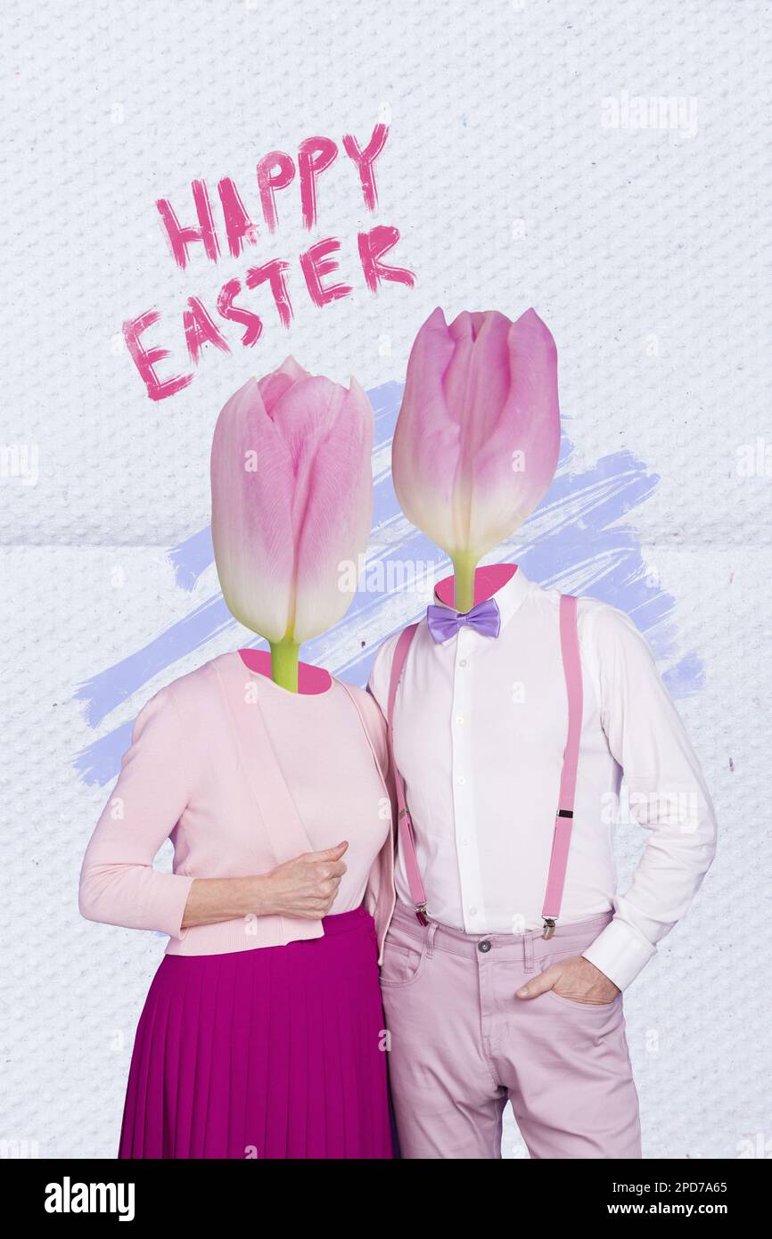 Vertical creative collage photo of positive headless people flower ...
