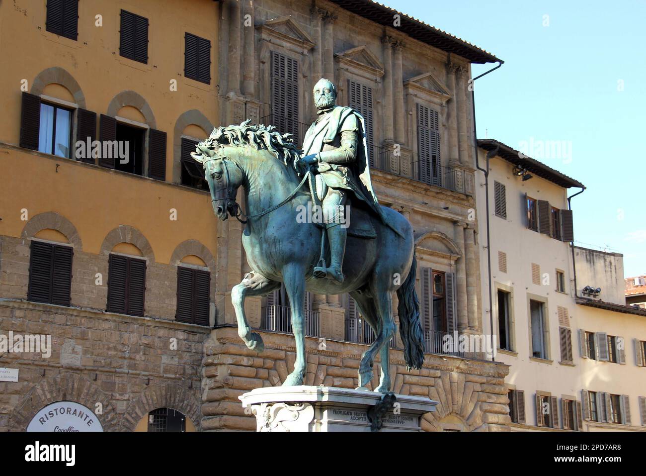 Renaissance era equestrian statue of Cosimo I Medici, erected in 1594 ...