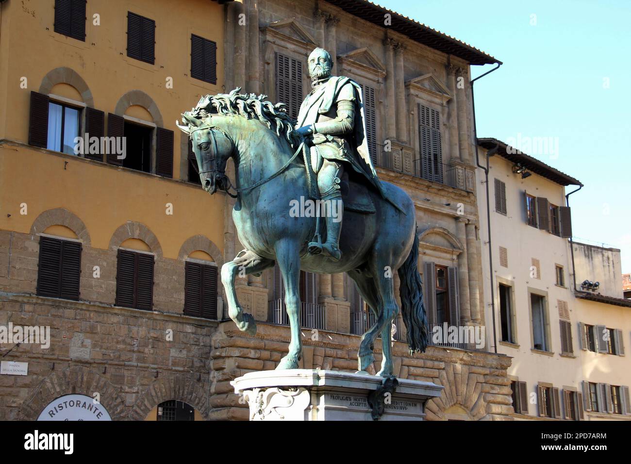 Renaissance era equestrian statue of Cosimo I Medici, erected in 1594 ...