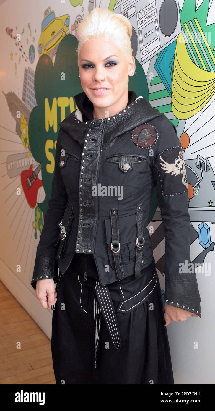 Singer Pink appears backstage during MTV's "Total Request Live" show at ...