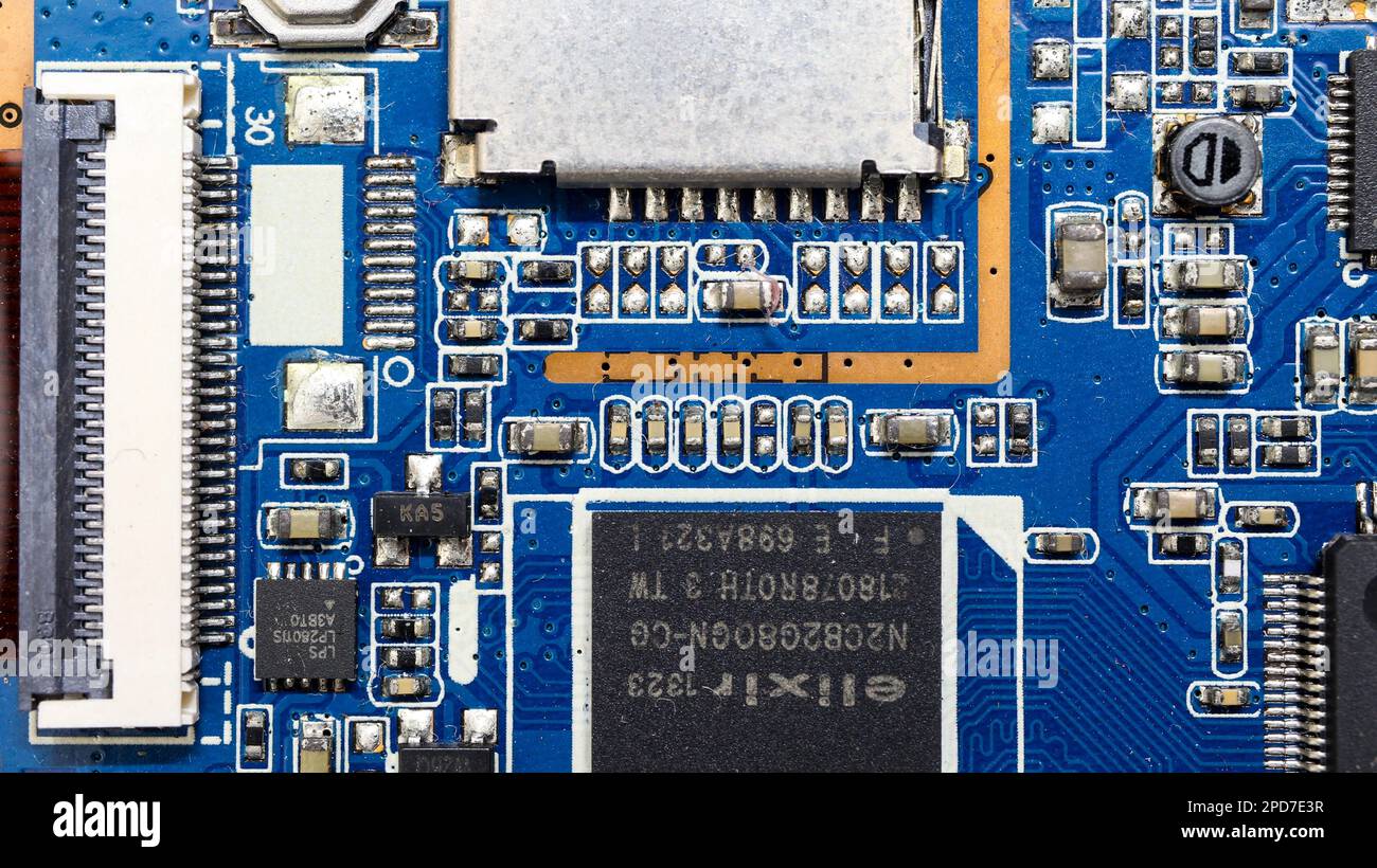 A Close Up Image Of An Electronic Circuit Board Featuring A Single