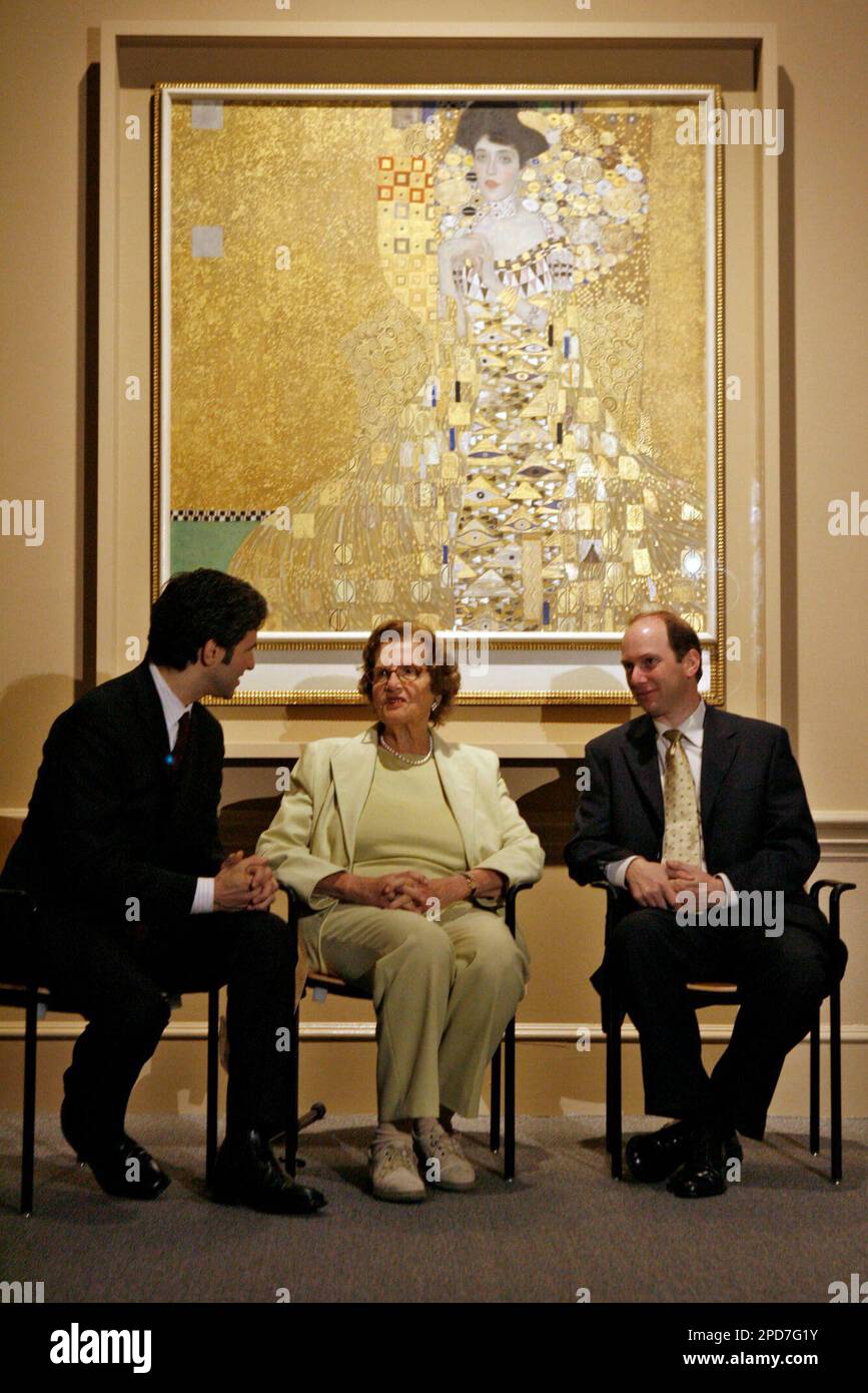 Maria Altmann, center, chats with Michael Govan, left, recently ...