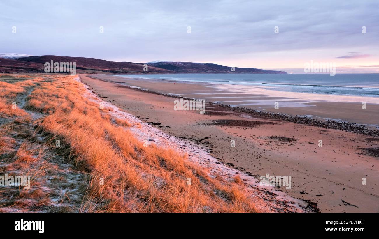 Soft morning light on Brora beach Stock Photo - Alamy