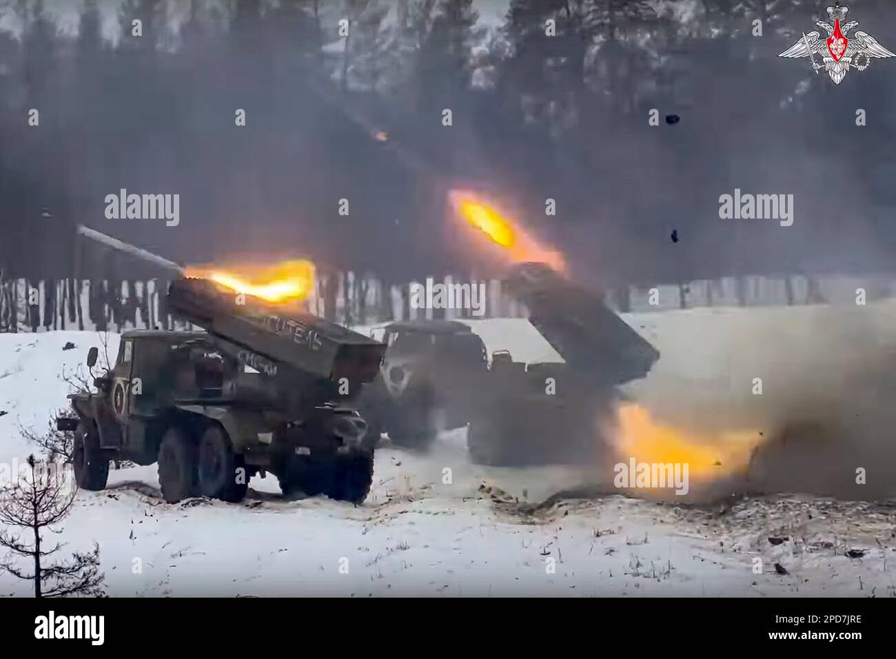 In this handout photo taken from video and released by Russian Defense ...